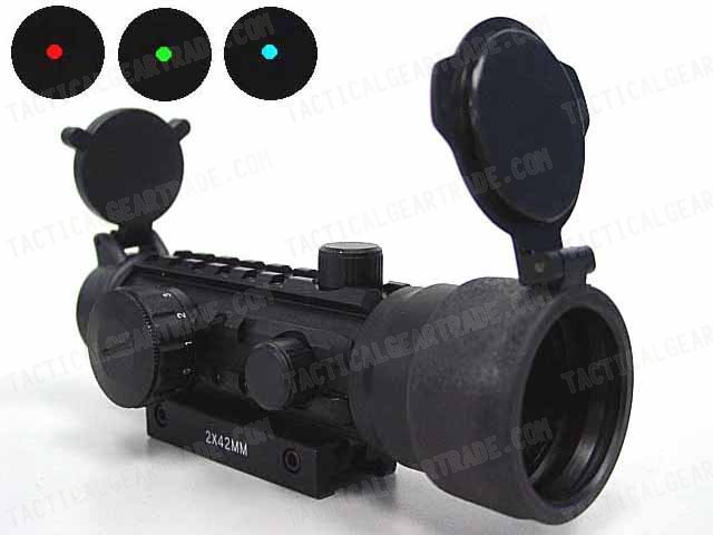 2x42 42mm Tri-rail Red/Green/Blue Dot Sight Rifle Scope for $34.64