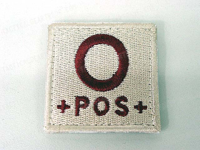 O POS Blood Type Identification Velcro Patch Tan for $3.14