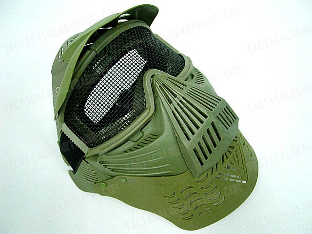 Full Face Airsoft Goggle Mesh Mask w/Neck Protect OD for $16.79