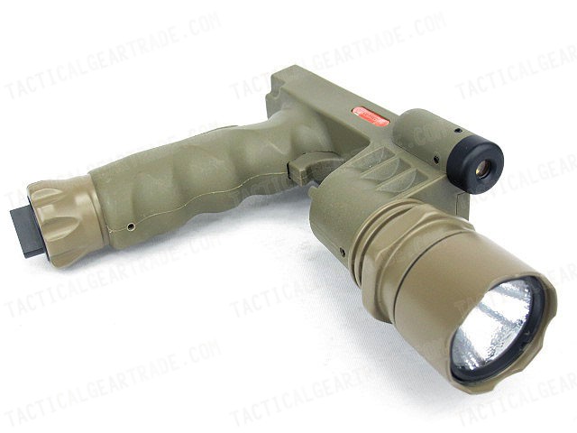 Tactical LED Weapon Light Foregrip Flashlight with Red Laser DE for $72.99